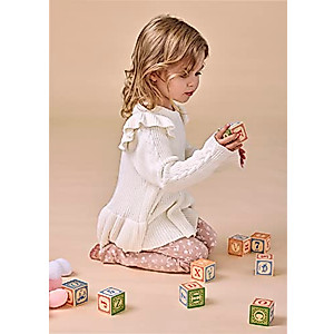 Laura Ashley Baby Girl Leggings & Knitted Long Sleeve Peplum Tunic Top, Cotton Knit & Floral Fall Outfit, Ivory/24 Months