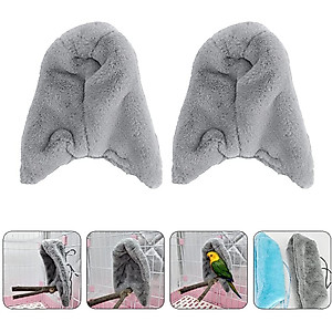 ISMARTEN 2 Pieces Comfort Corner Fleece Bird Blanket, Cuddle Nest Hanging Toy for Bird Cage, Warm Bird Shelter Bed for Small and Medium Parrots, Cockatiel Pigeon and Lovebirds (M)