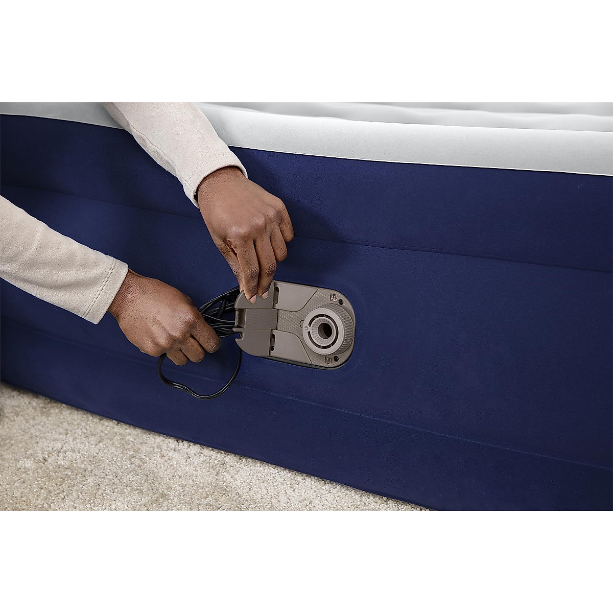 Bestway Tritech Air Mattress Full 15" with Built-in AC Pump, Navy