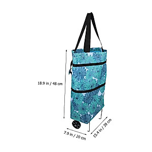 SHOWERORO Foldable Shopping Bag Wheel Oxford Fabric Large Capacity Groceries Shopping Bag Storage Pouch