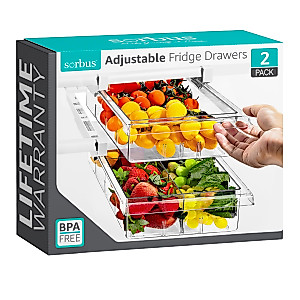 Sorbus Pull Out Fridge Drawer - Attachable Deli Drawer - Adjustable Refrigerator Storage Bin - Clear Plastic Kitchen Accessories