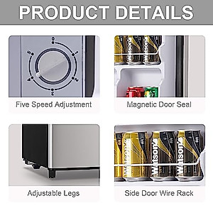 WANAI Compact Refrigerator 3.2 Cu.Ft Mini Silver Fridge With Freezer Single Door Mini Refrigerator with 5 TEMP Modes for Dorm Office Bedroom