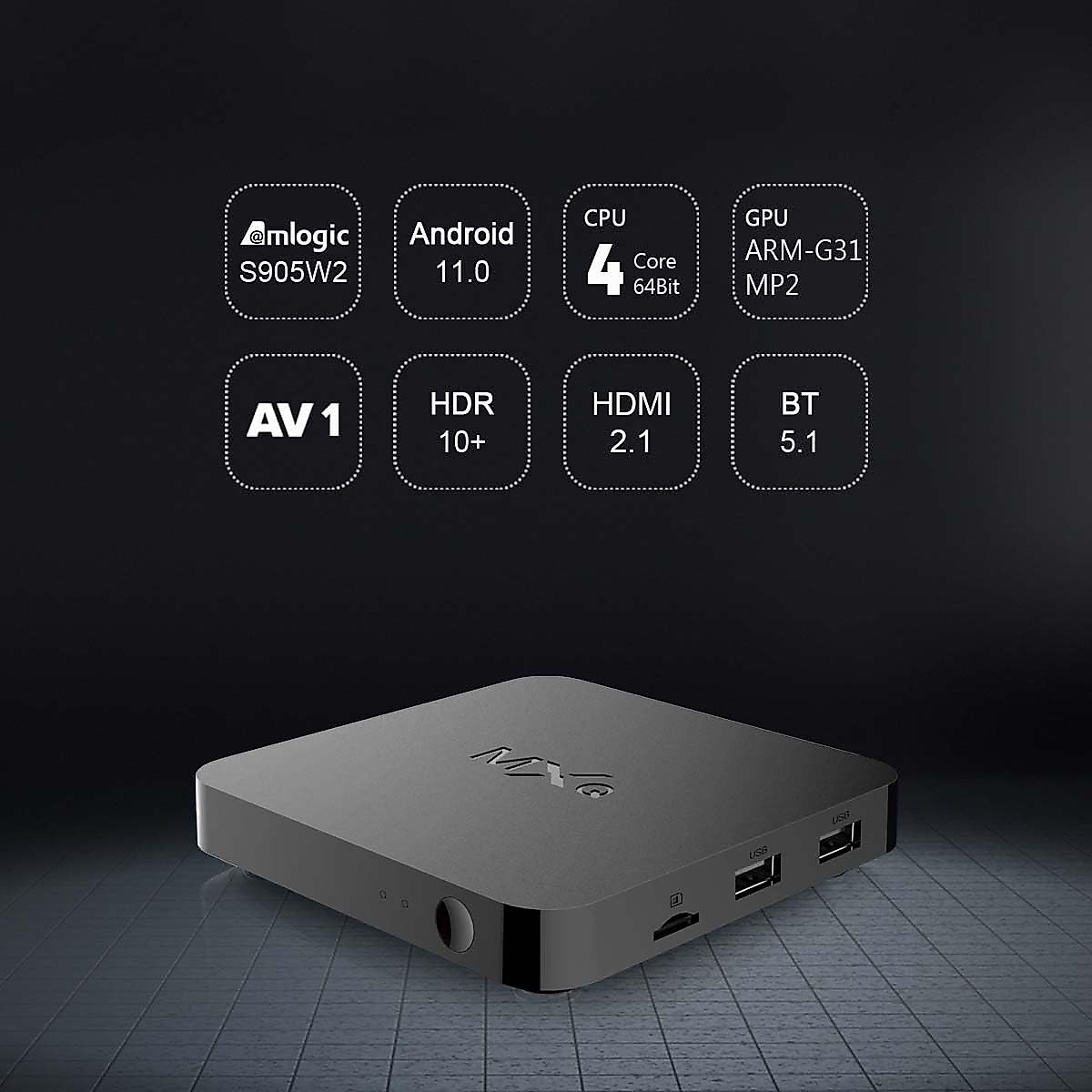 MXQ Android 11.0 TV Box Media Player Amlogic S905W2 Quard-core 2G+16G WiFi Ultra HD 4Kx2K up to 60fps 2.4G/5G BT 5.1 Smart OTT TV Box Video Player for Home Entertainment