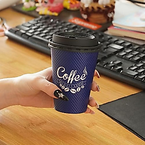 100 Pack 12 oz Disposable Coffee Cups, Insulated Ripple Double-Walled Paper Coffee Cups with Lids, Cold/Hot Drinking Cups for Coffee, Hot Chocolate or Tea, Paper Cups for Party Wedding