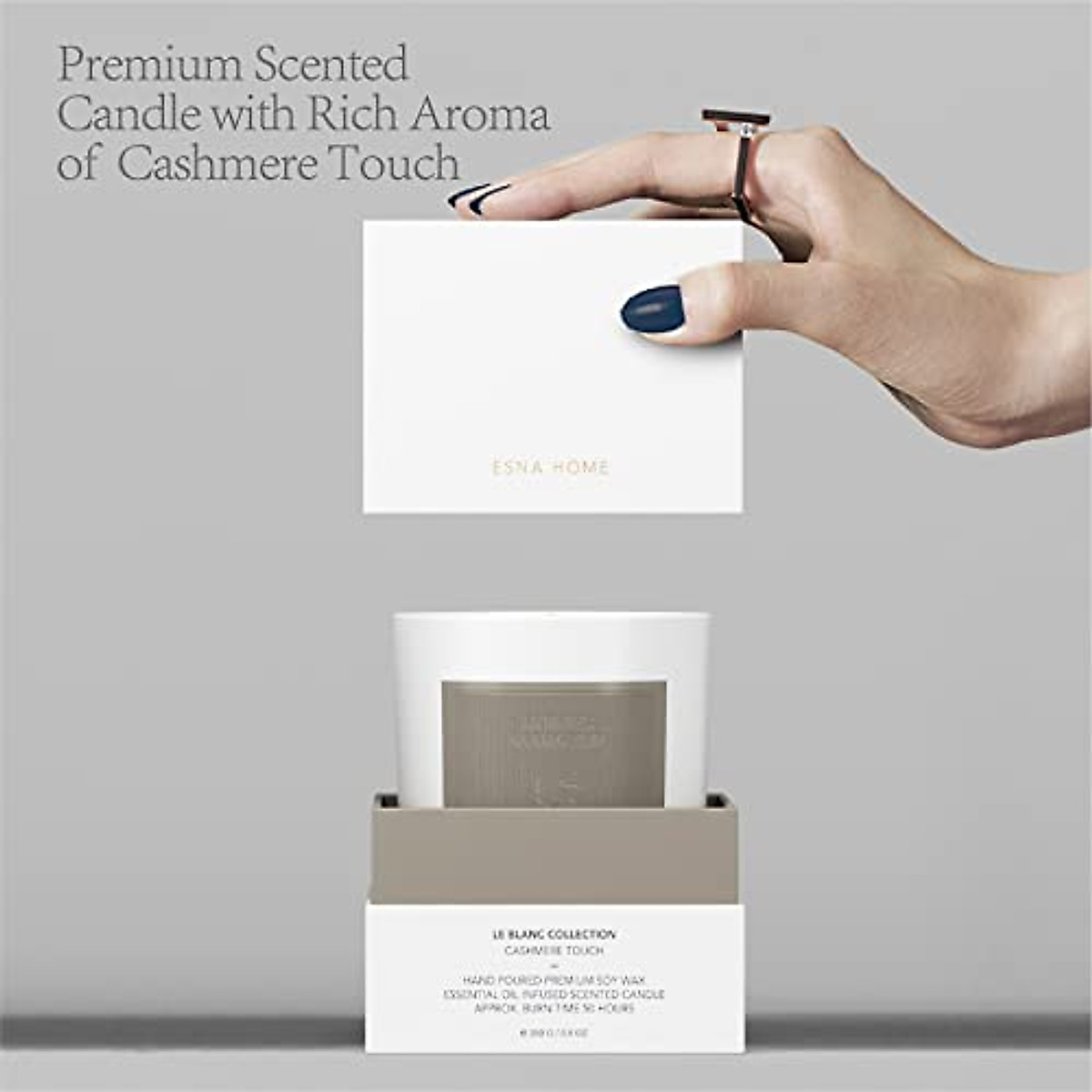 ESNA HOME Leblanc Cashmere Touch Luxury Aromatherapy Scented Candles | Essential Oils All Natural Soy Candles Mother’s Day Ideas Love | 8.8oz 50 Hours Clean Burning | Votive Candle with Premium Box