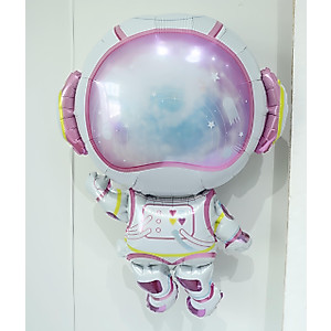 13Pcs Astronaut Balloons for Girls/Girl Astronaut Space Party Decor/Purple Outer Space Astronaut 4D Planet Balloons for Girl/Galaxy Planet Balloons/Space Travel Theme Birthday/UFO Baby Shower