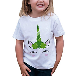 7 ate 9 Apparel Girl's St Patrick's Day Unicorn T-Shirt 2T White