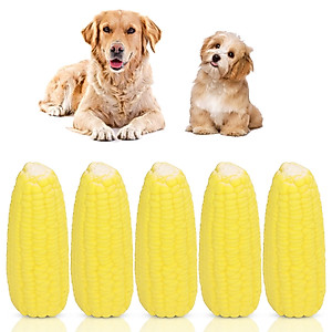 Puppy Teething Chew Toys, Latex Soft Dog Teething Corn Toys, 5 Pieces with Sound for Medium Dogs