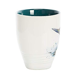 DEMDACO Loon Watercolor Black On White 16 Ounce Glossy Stoneware Mug With Handle
