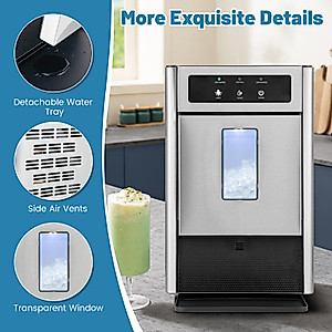 ARLIME Nugget Ice Maker, Countertop Ice Maker with 2.3L Water Tank, 4FT Water Inlet Pipe, Manual & Auto Water Refill, Ice Maker Machine w/Ice Scoop & Water Tray, Ice Machine for Kitchen, Home, Bars