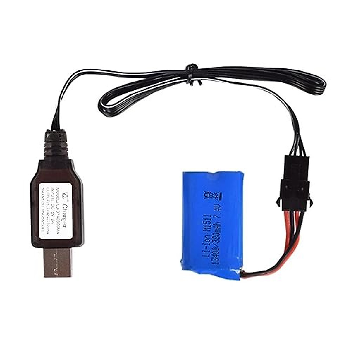 Lerpwige 1PC 7.4V (3.7V X2) SM-4P Li-ion Battery Power Electric Car USB Charging Cable Sm4p to Sm2p Adapter