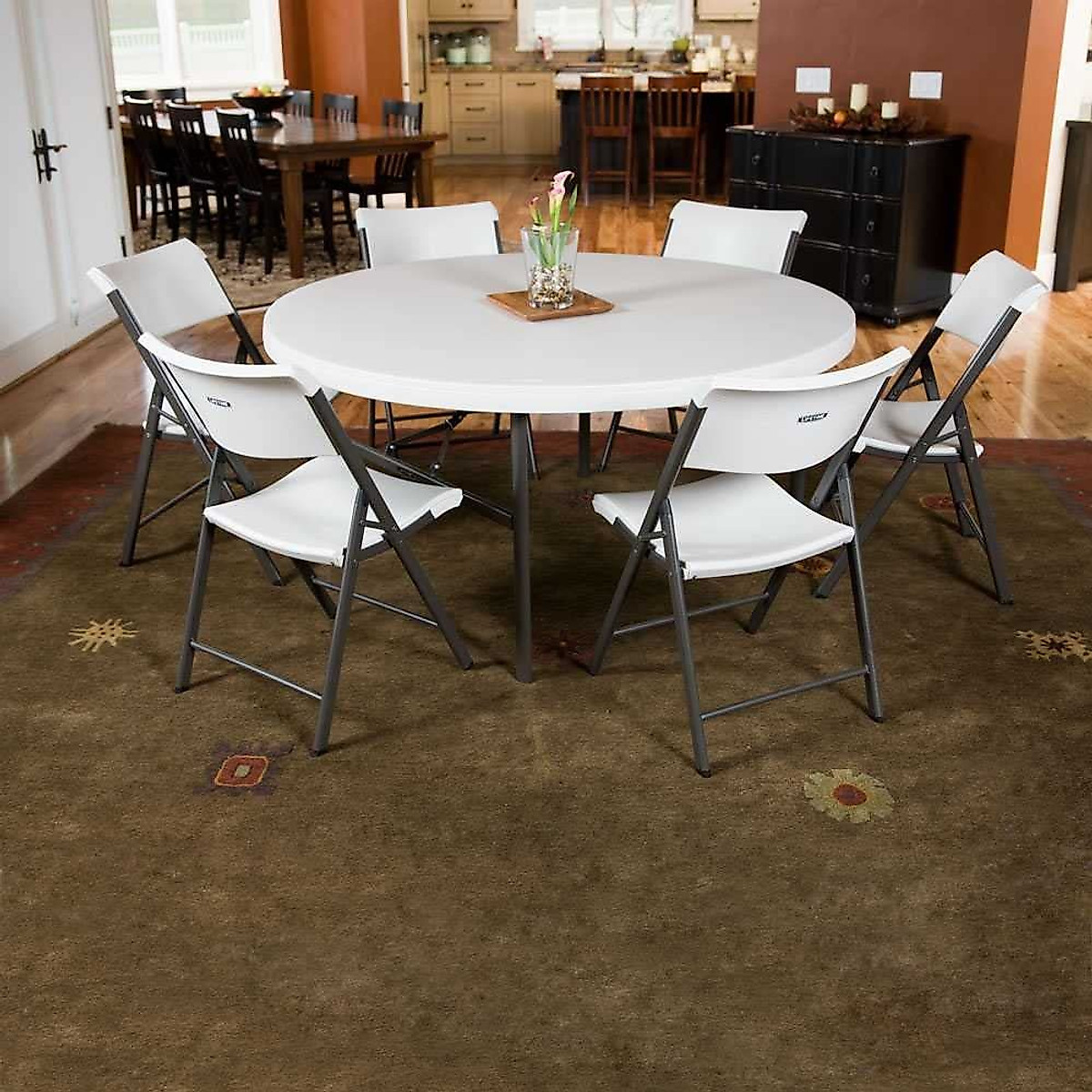 Lifetime 22971 60-Inch Round Table with 60-Inch Round Molded Top, Almond Finish