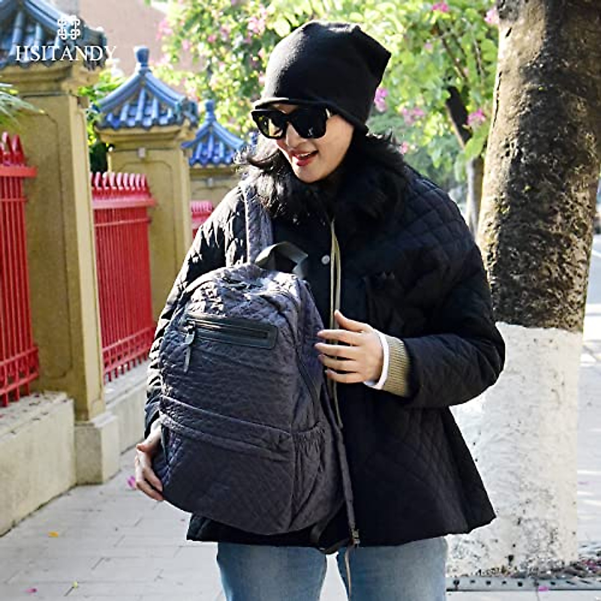 Hsitandy Quilted Backpack Purse for Women Waterproof 13 Inch Girls Lightweight Travel Casual Daypack Ladies Campus Backpack School Book Bag Designer Backpack