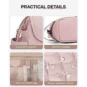 BAGSMART Travel Toiletry Bag, Toiletry Bag for Women with Hanging Hook, Large Wide-open Cosmetic Bag Make Up Organizer Case Travel Bag for Toiletries Accessories,Traveling, Camping, Pink