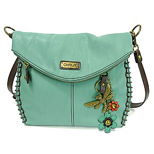 Chala Charming Crossbody Bag Pleather Metal DRAGONFLY Teal Green Convertible