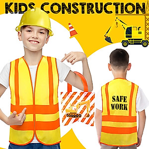 Hercicy 36 Pcs Construction Birthday Party Supplies Dressing up Costume Include 12 Construction Hat 12 Kids Construction Vest 12 Construction Party Goodie Bags for Construction Party Decorations