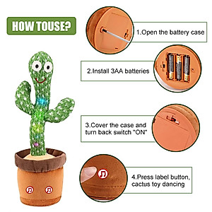 MIAODAM Dancing Cactus, Talking Cactus Baby Toy Repeating Words Smart Cactus Toy Dancing and Singing 100 Songs Funny Toy for Kids and Adults, Plush Interactive Toy Figures
