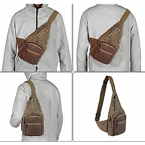 Lemuvlt Waxed Canvas Slim Sling Bag Mini Casual Daypacks Backpack Durable Crossbody Chest Bag Outdoor Travel Hiking Cycling(Brown)