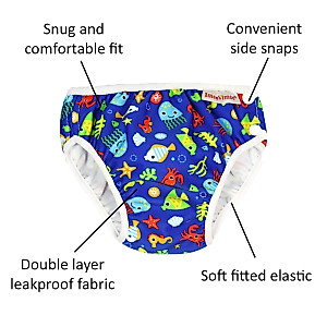 Imse Vimse Reusable Baby Swim Diapers for Boys (Blue Sea Life, L 20-26 lbs)