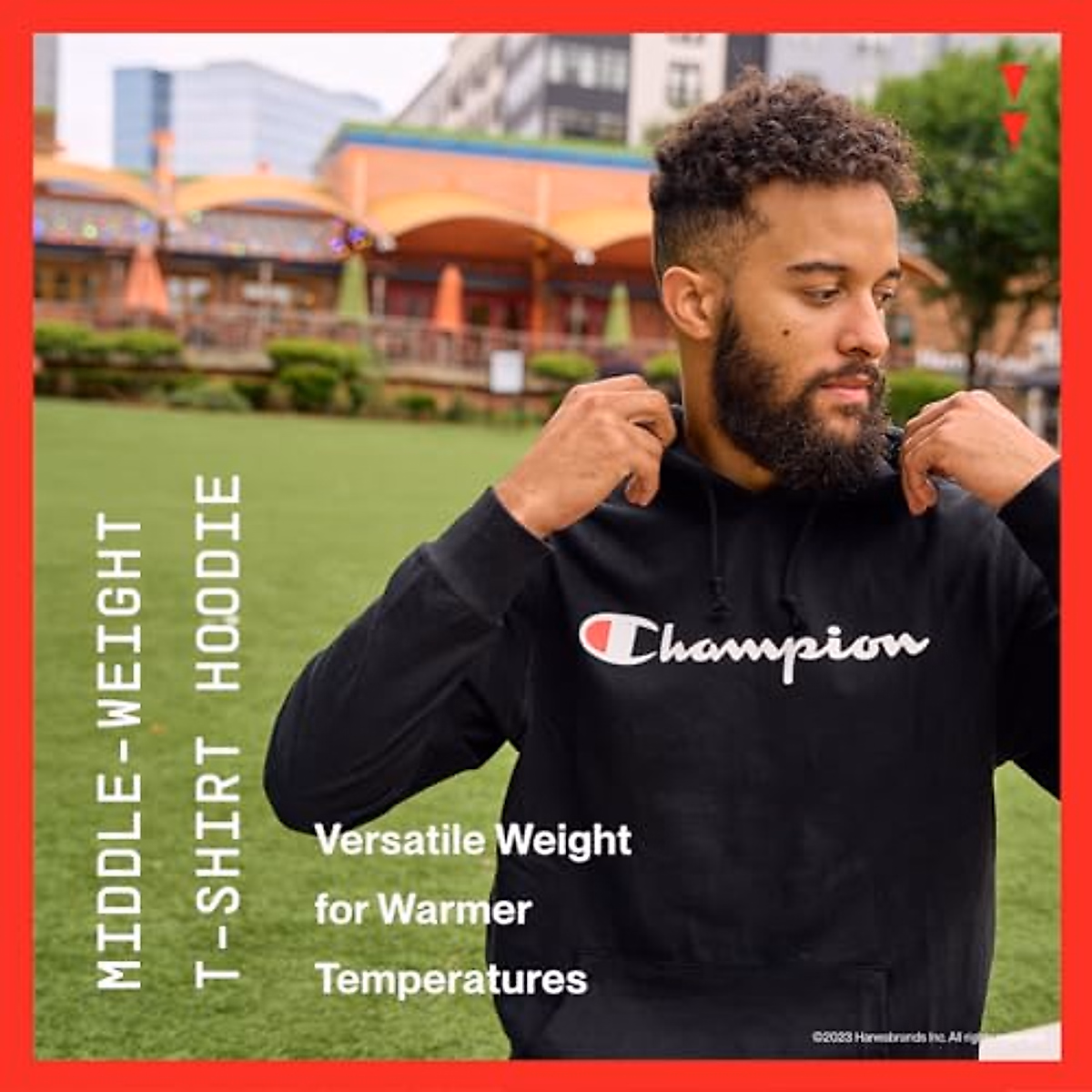 Champion, Midweight, Soft and Comfortable T-Shirt Hoodie for Men, Black Script, Large