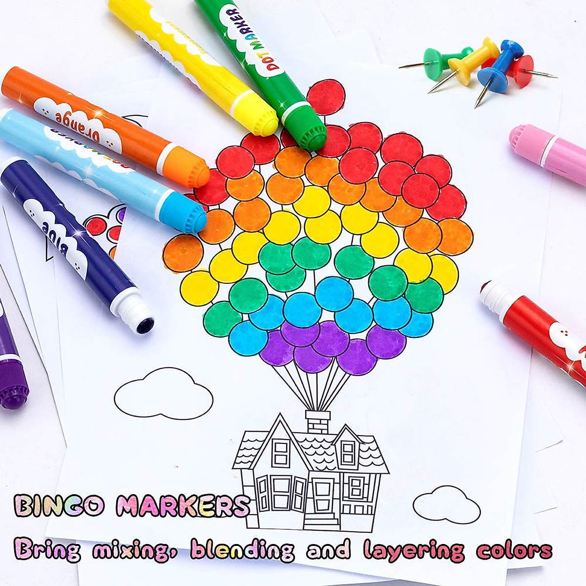 Nicecho Dot Markers, Washable Dot Markers for Kids Toddlers & Preschoolers, 24 Colors Bingo Paint Daubers Marker Kit with Free Activity Book