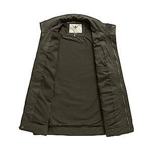 WenVen Men's Military Casual Cotton Jacket Outwear (Army Green, X-Large)