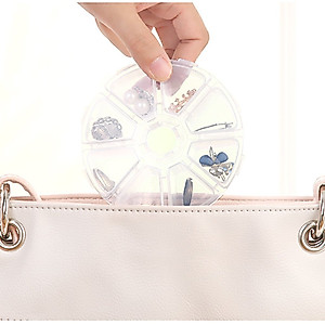 LEFV™ Storage Box Round 8 Compartments Beads Pearls Jewelry Accessories Organizer Pill Case Classified Container, Pack of 2, Random Color