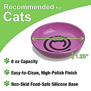 Van Ness Pets EcoWare Whisker-Friendly Cat Bowl, Wide Dish Cat Dish, 8 OZ, Fuschia
