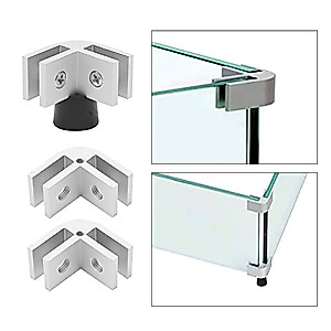 Aluminum Flame Guard Glass Connector 4 Tempered Glass Connectors with Rubber Feet for Custom Sized Fire Pit Wind Guard Suitable for 3/16? Tempered Glass