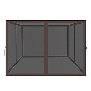 EasyLee Universal 10x 10 Gazebo Replacement Mosquito Netting, 4-Panel Netting Walls for Patio with Zippers (Brown)