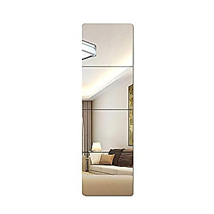 Lecerent Full Length Wall Mirror with Acrylic Adhesive Tapes, 4pcs Frameless Body Mirror Tiles for Bedroom Bathroom Home Gym Closet Door