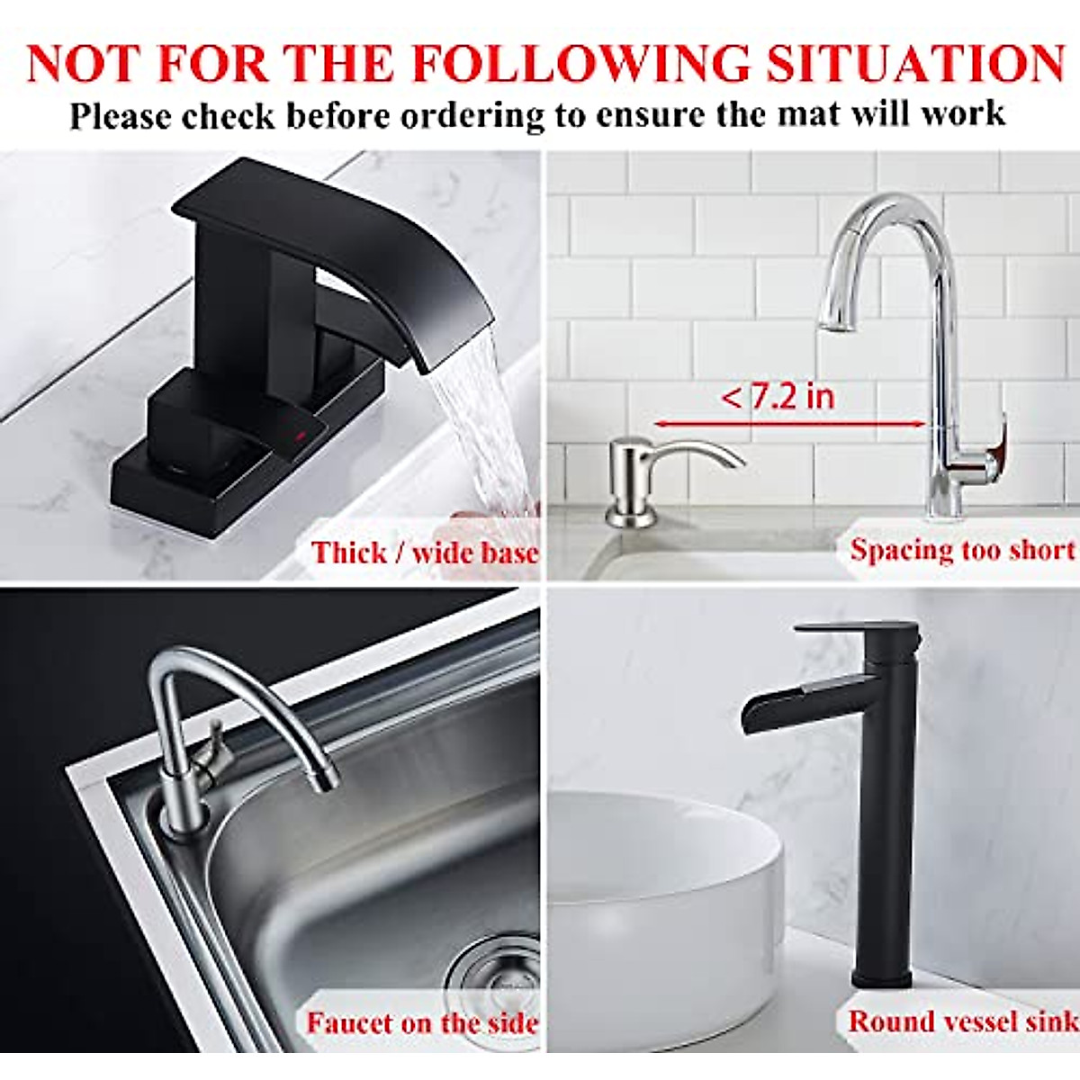 YATOISUR Sink Splash Guard 14.4” x 5.4” - Sink Faucet Mat with Faucet Water Catcher Mat & Soap Dish & Sponge Holder 3 in 1 - Silicone Faucet Handle Drip Catcher Tray for Kitchen RV & Bar Faucet, Clear