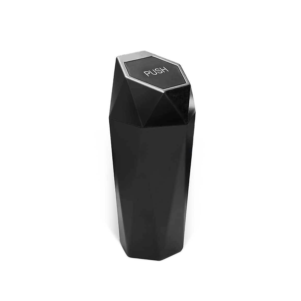 Car Trash Can with Lid, Mini Plastics Portable Auto Garbage Can, Small Leakproof Diamond Design Trash Dustbin, Waterproof Vehicle Rubbish Bins for Automotive Car, Home, Office, Kitchen (Black,1)