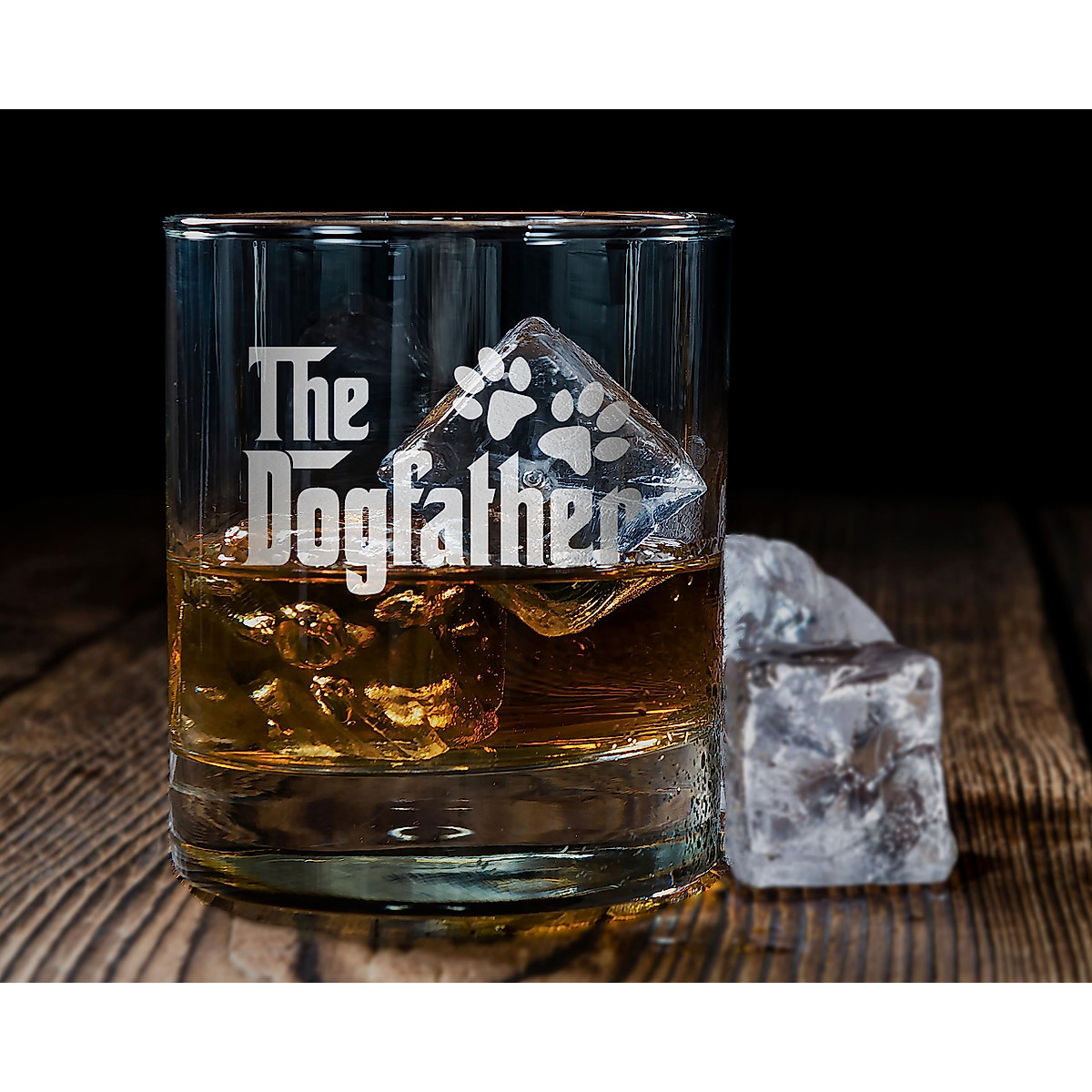 Promotion & Beyond Dogfather Cute Paws Whiskey Glass - Funny Gift for Dad Uncle Grandpa From Daughter Son Wife - Father's Day
