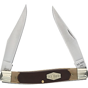 Old Timer 77OT Muskrat 6.9in Traditional Folding Pocket Knife with 2 High Carbon Stainless Steel Blades, Ergonomic Sawcut Handle, and Convenient Size for EDC, Hunting, Camping, Whittling, and Outdoors