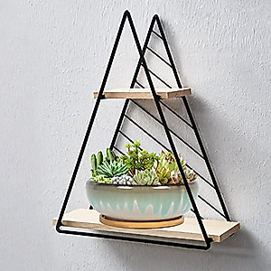 SQOWL 7 Inch Ceramic Succulent Planter Pot with Drainage Hole Drip Glazed Binsai Pot with Bamboo Tray for Indoor Plants