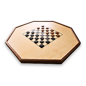 The Deluxe (Walnut Rail) - Traditional Octagon Crokinole Board Game Set