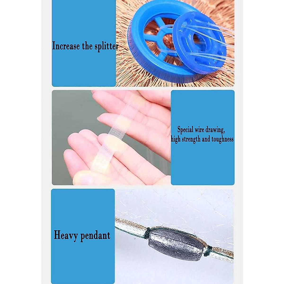 BBGS Fishing Cast Net, with Sinker Hand Throw Fishing Mesh Net Nylon Portable Hand Cast Fishing Net Saltwater Fishing Catch Net (Size : 7.2m)