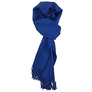 Plum Feathers Rich Solid Colors Cashmere Feel Winter Scarf royal blue