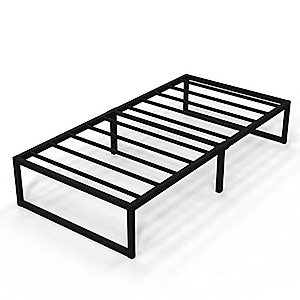 Richwanone 14 inch Twin XL Platform Bed Frame Heavy Duty Metal Mattress Foundation with Steel Slat Support, No Box Spring Needed, Easy Assembly, Black