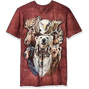 The Mountain Northern Wildlife Collage Adult T-Shirt, Brown, Medium