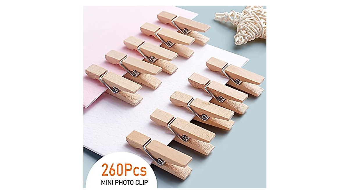 260 PCS Mini Clothes Pins & Jute Twine for Crafts