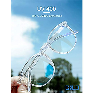 CNLO Blue light blocking Glasses,Computer Glasses,Gaming Glasses,TV Glasses，For UV Protection, Anti Eyestrain,Lightweight Frame Eyewear,Men/Women (Crystal)