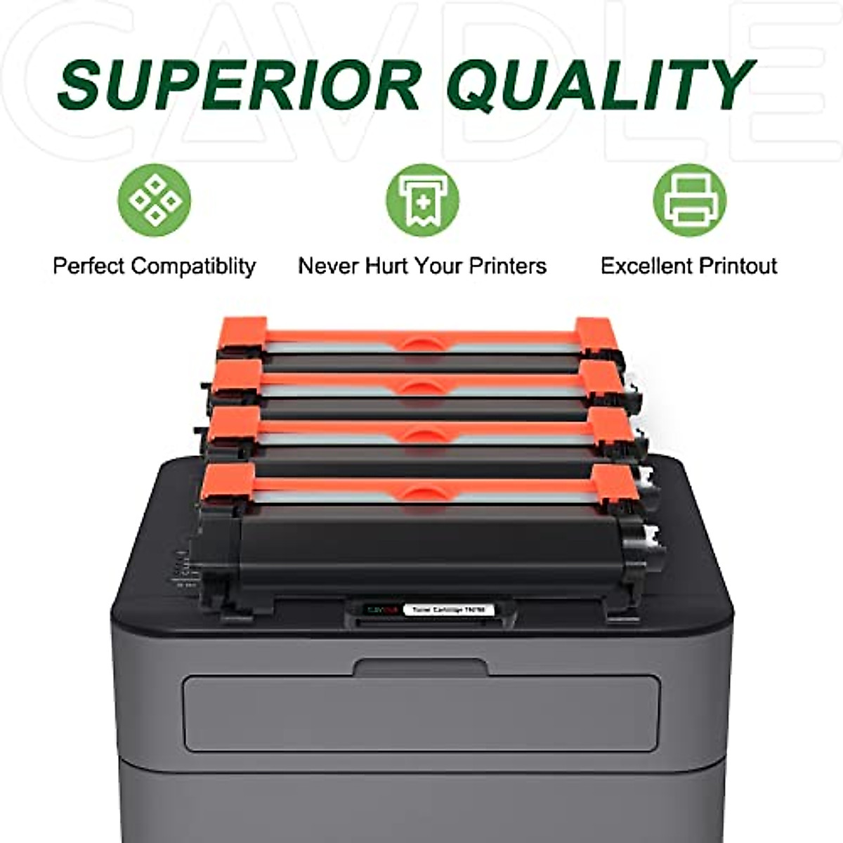 CAVDLE 4 Packs Compatible Toner Cartridge Replacement for Brother TN760 TN730 for use with Brother HL-L2325DW HL-L2350DW HL-L2390DW HL-L2395DW HL-L2370DW MFC-L2690DW MFC-L2710DW L2717DW L2750DW