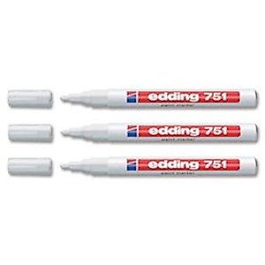 Edding 751 Paint Marker Xylene and Toluene-Free Bullet Tip 1-2mm Line White Ref [Pack of 10]