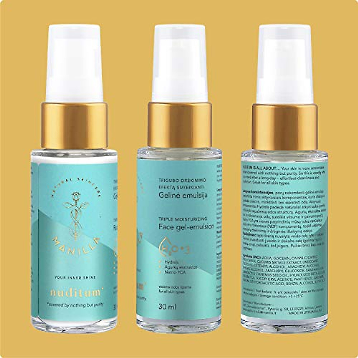 Manilla Triple Facial Moisturizing Lotion with Hydreïs, Cucumber Extract and PCA Sodium for All Skin Types, 1 Fl Oz I Emulsion Moisturizer, Face Hydrating Moisturizer, Suitable for Vegans