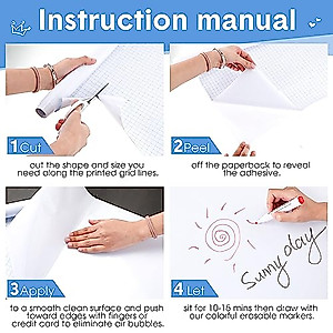 Seajan 6 Pack Dry Erase Whiteboard Sticker Rolls 17.7 x 78.7 Inches White Board Wallpaper Peel and Stick Adhesive Board Wall Decal Dry Erase Contact Paper with 24 Markers for School Office Home