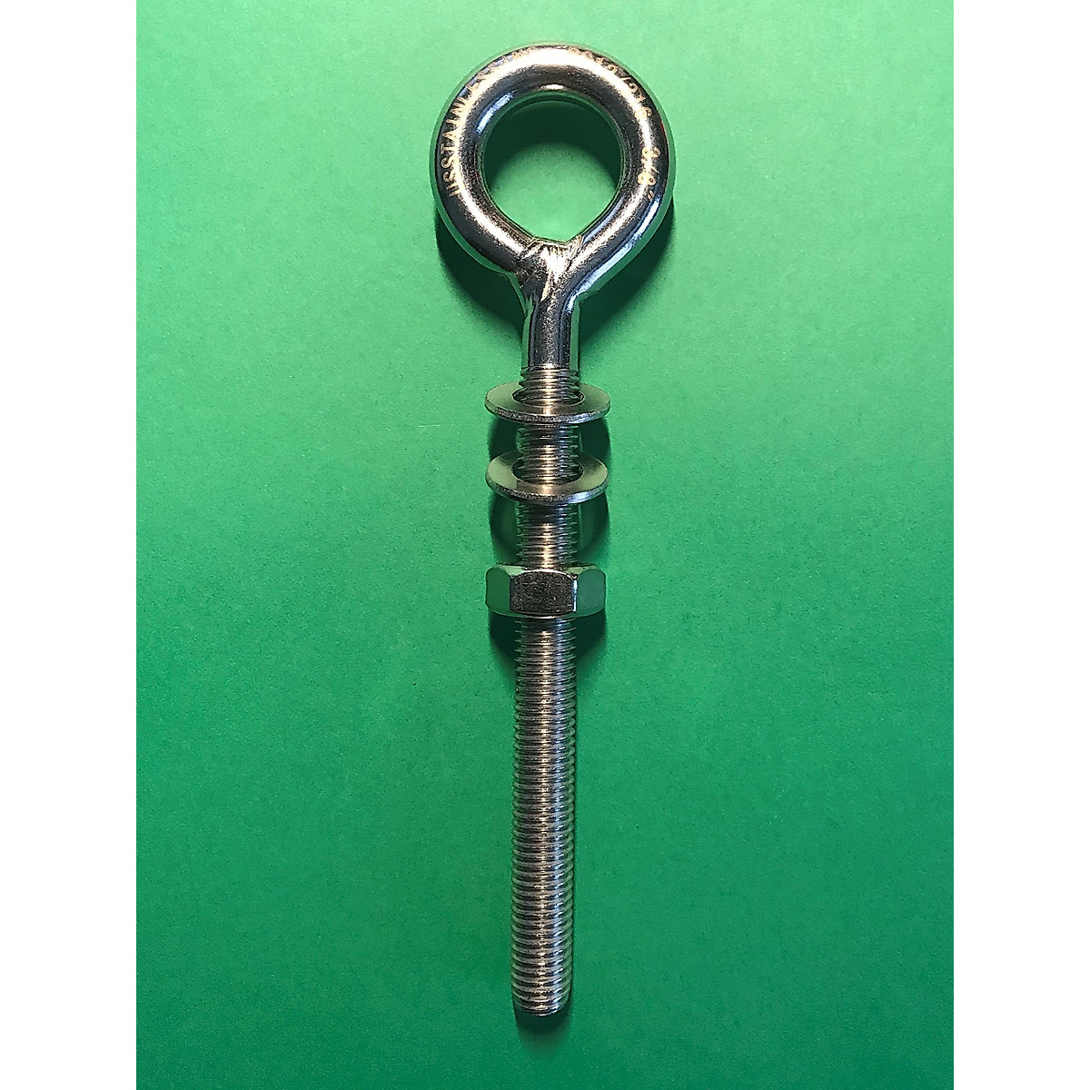 US STAINLESS 2 Pieces Stainless Steel 316 M10 Eye Bolt 10mm x 100mm (3/8" x 4") Marine Grade Pitch of 1.5