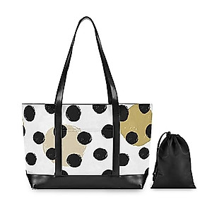 Polka Dot Laptop Tote Bag for Women Travel Work Bag Handbags Purse Canvas Teacher Tote Bags with Zipper