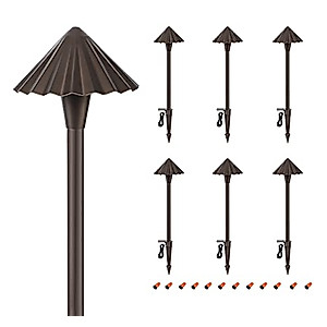 CLOUDY BAY 3000K/4000K/5000K Selectable LED Landscape Pathway Light for Yard Patio,5W 12V~15V AC/DC Low Voltage Path Lighting, Waterproof,6 Pack